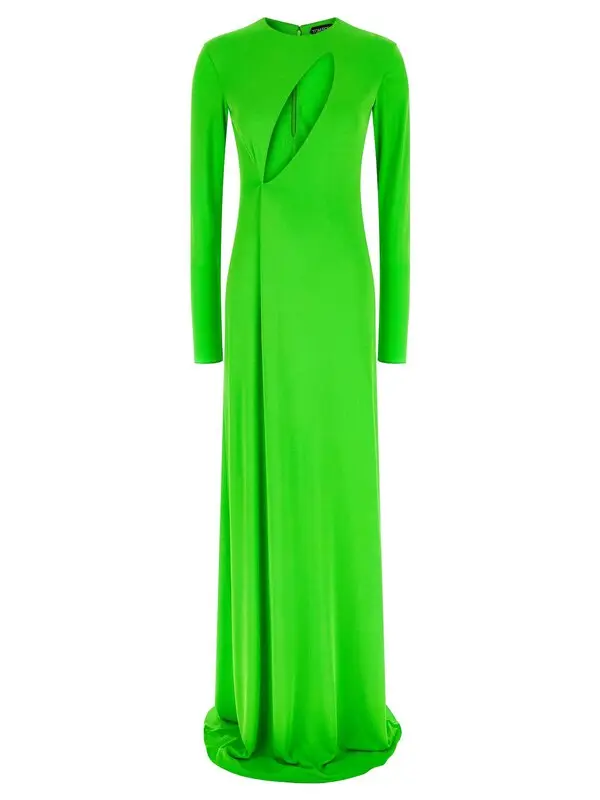 TOM FORD Long Sleeve Slash Front Evening Dress - Green