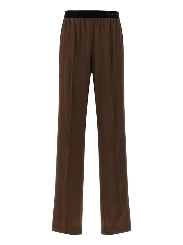 TOM FORD Silk Straight-leg Pants - Brown