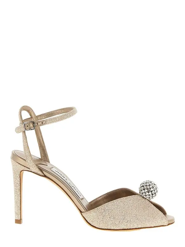 JIMMY CHOO Sacora Glitter Sandals - Gold