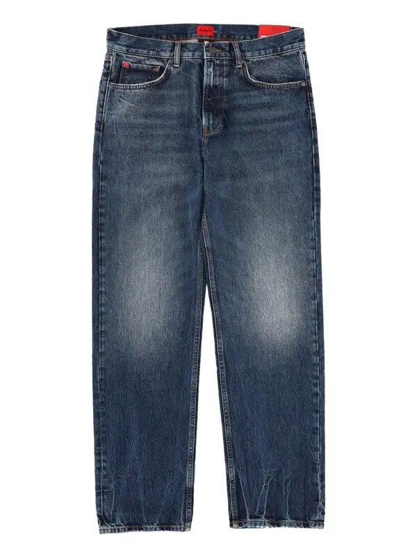 Hugo Cotton Denim Straight Jeans - Blue