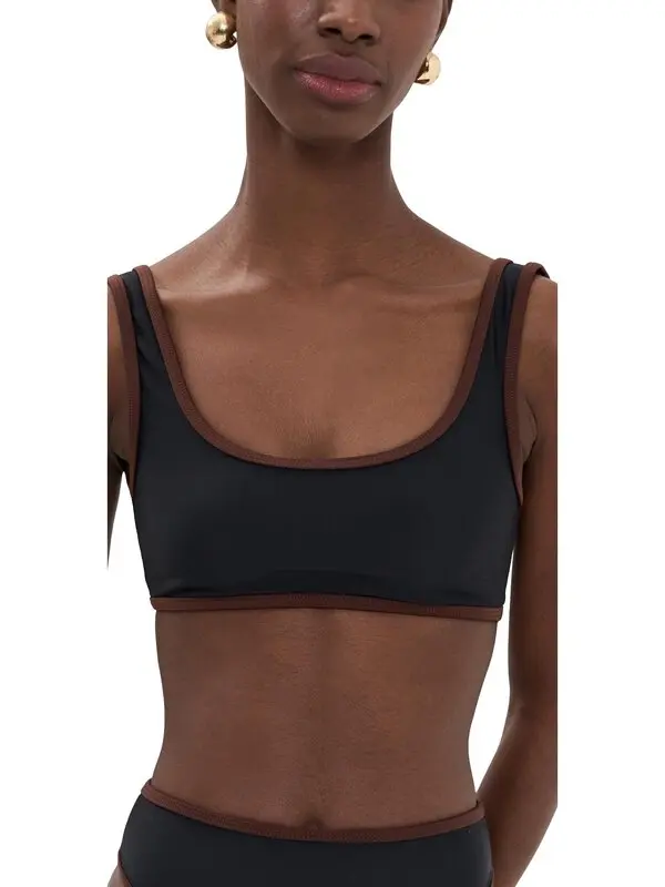 Jade Swim Bikini Top - Black W/ Mocha