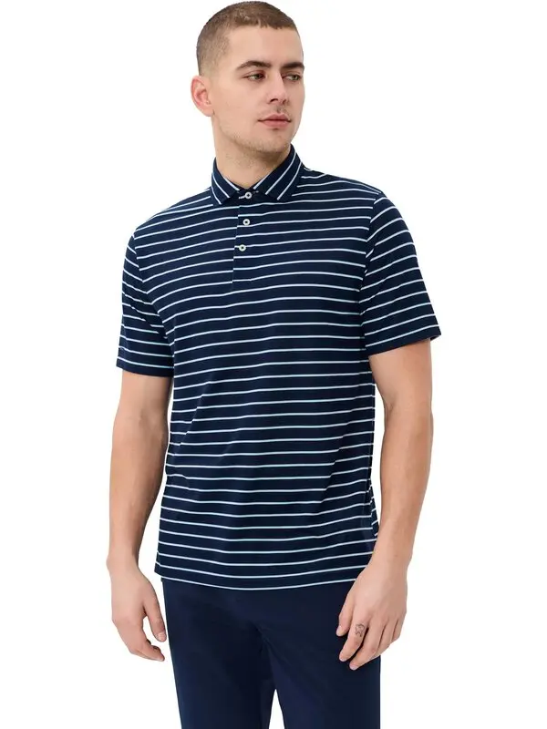 Rlx Ralph Lauren Multi Stripe Tour Pique Polo - Refined Navy Multi