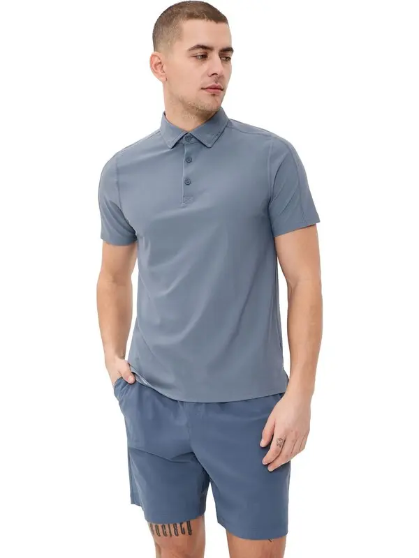 RHONE Regatta Pique Polo Top - Shale Blue