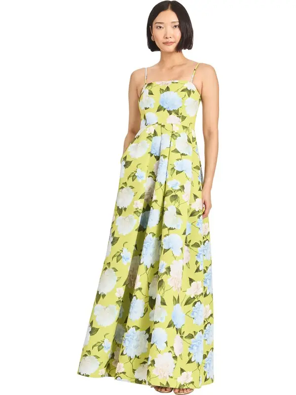 Sachin & Babi Beau Floral-print Gown - Citrine Peonies