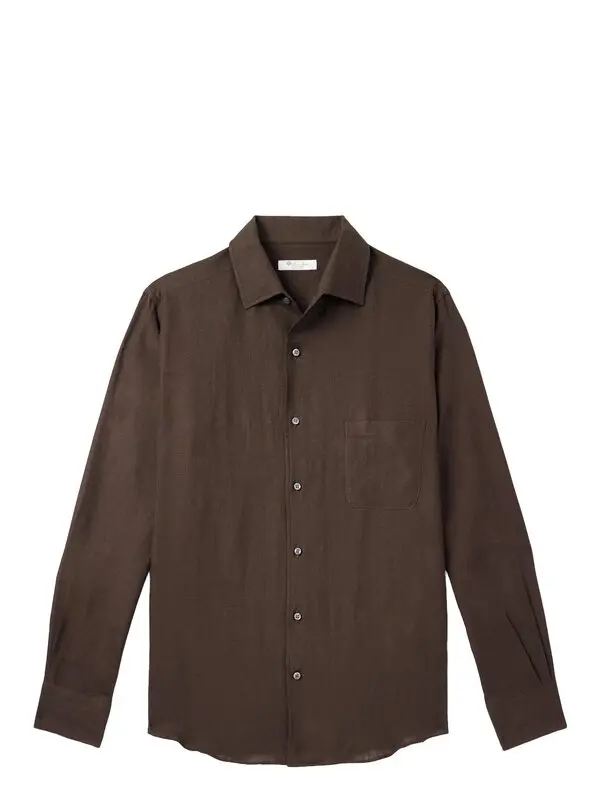 Loro Piana Slub Linen Shirt - Brown