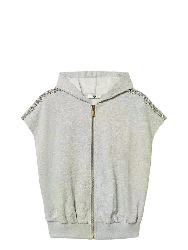 TWINSET Embroidered Hoodie With Cabochon Embellishments - Grey