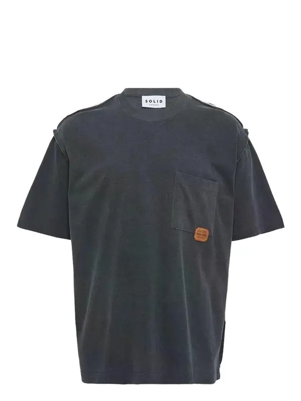 SOLID HOMME Logo-patch T-shirt - Grey