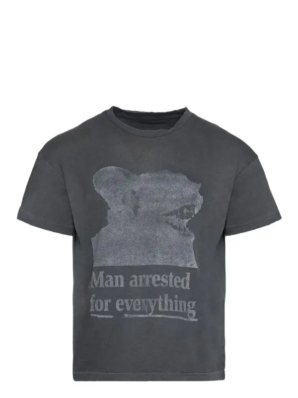 NO BISHOP NO KING Arrested Tee Washed - Black