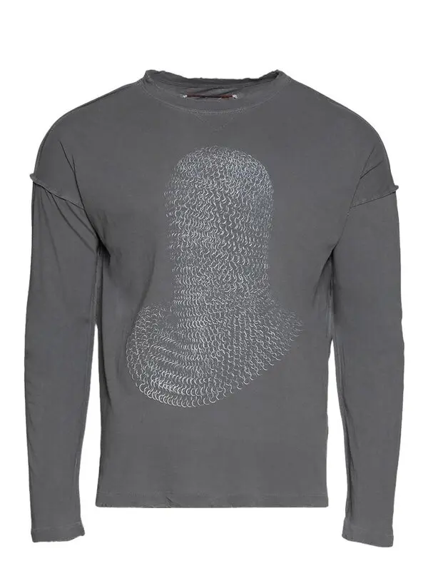 NO BISHOP NO KING Chain Mail Long Sleeve Tee Washed - Black
