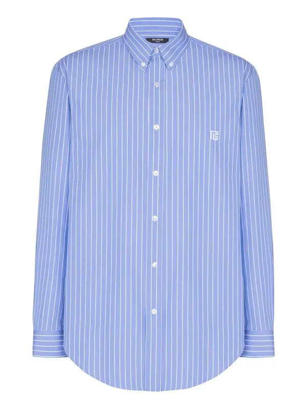 Balmain Striped Regular-fit Shirt - Blue