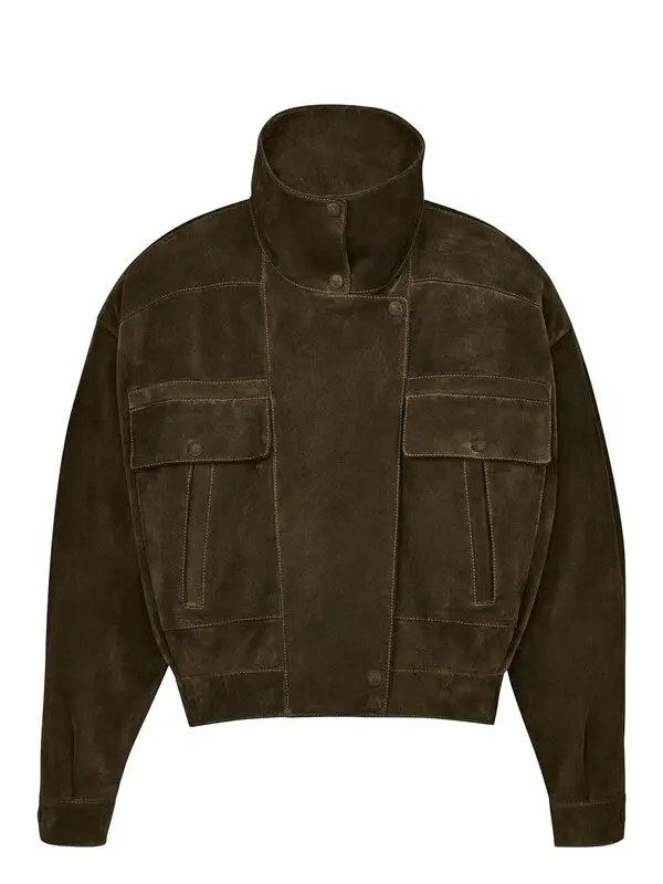 Saint Laurent Calfskin Cropped Jacket - Green