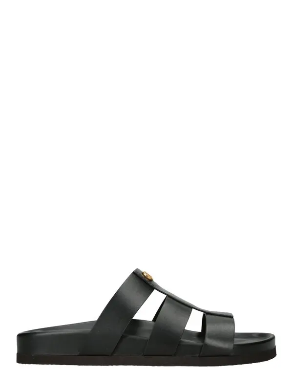 Valentino Garavani Leather Studshield Slides - Black