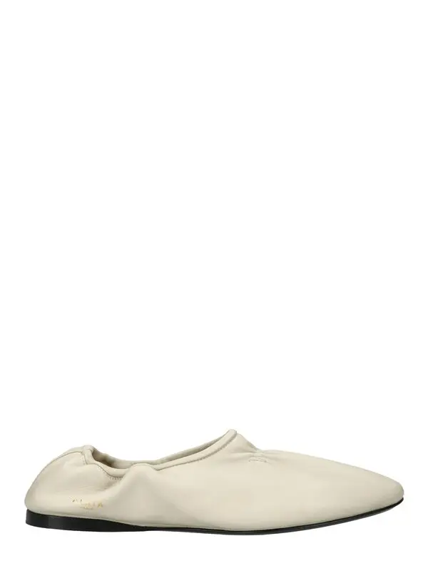 Alaïa Leather Scrunched Ballet Flats - Beige