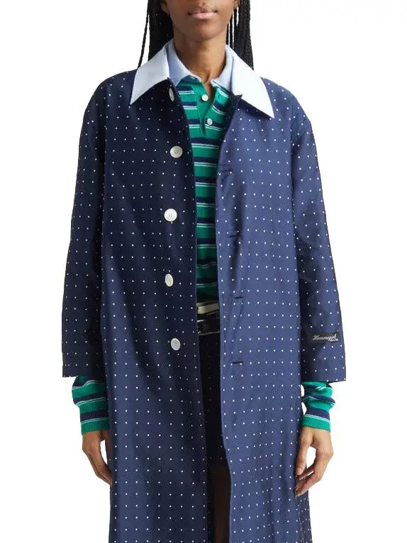 HOMMEGIRLS Polka Dot Swing Coat - Navy Polka Dot