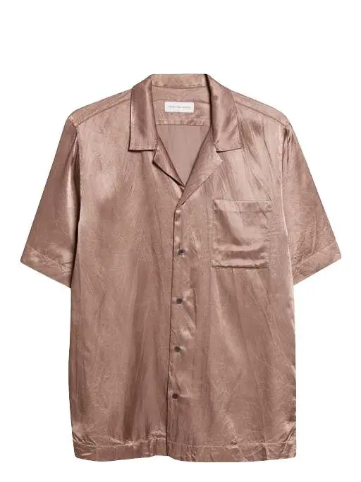 Dries Van Noten Carltone Crinkled Satin Camp Shirt - Old Rose