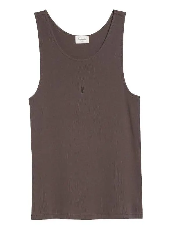 Saint Laurent Embroidered Tank - Gris Fonce/anthracit