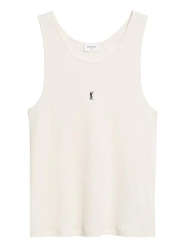 Saint Laurent Embroidered Tank - Naturel/noir