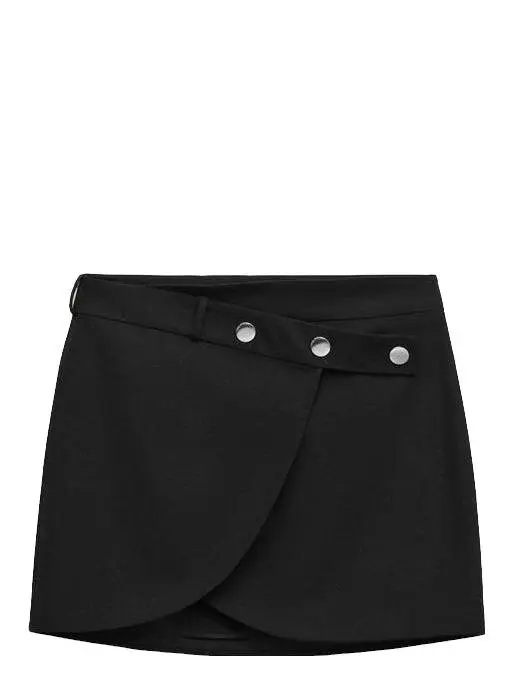 Mango Wrap Front Mini Skirt - Black