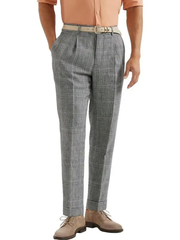 Brunello Cucinelli Prince Of Wales Patterned Trousers - Black