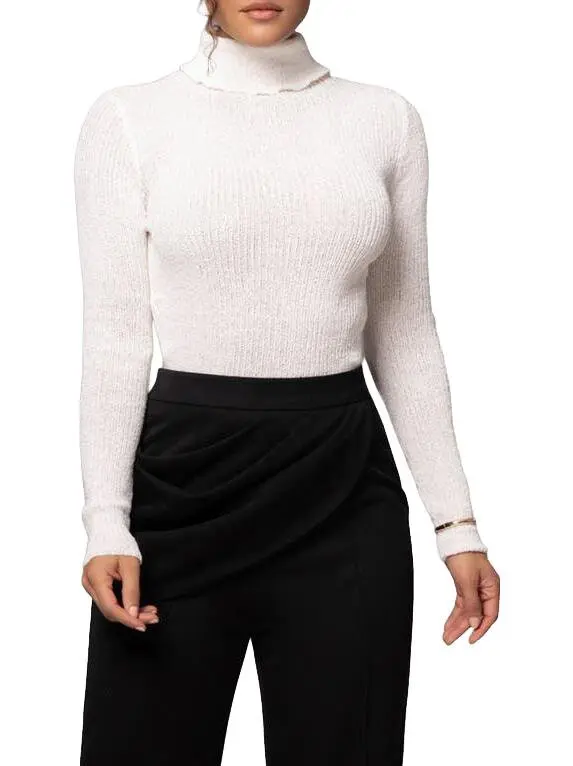 JLUXLABEL Ribbed Turtleneck Top - White