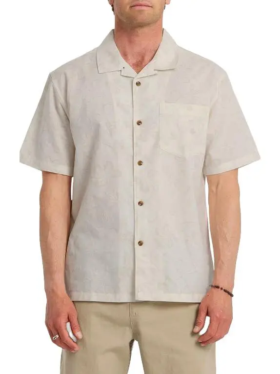 Quiksilver Lo-biscus Dna Cotton & Linen Camp Shirt - Snow White