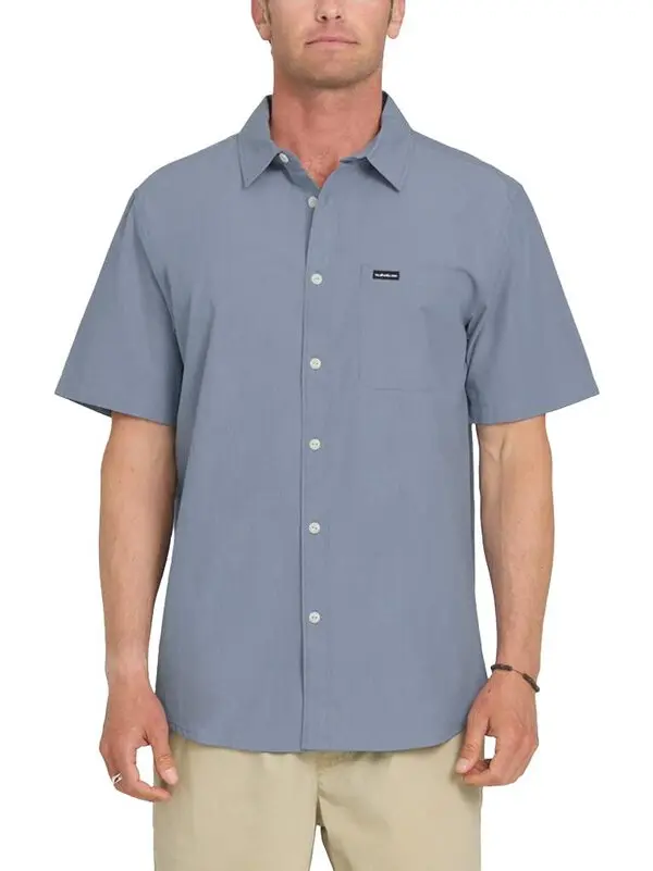 Quiksilver Shore Break Classic Short Sleeve Cotton Button-up Shirt - Infinity