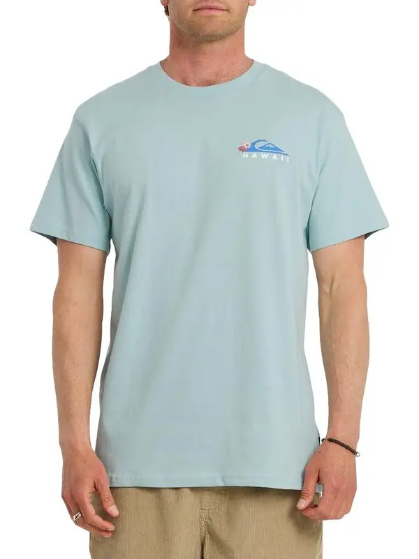 Quiksilver Hi Tube Time Cotton Graphic T-shirt - Blue Haze