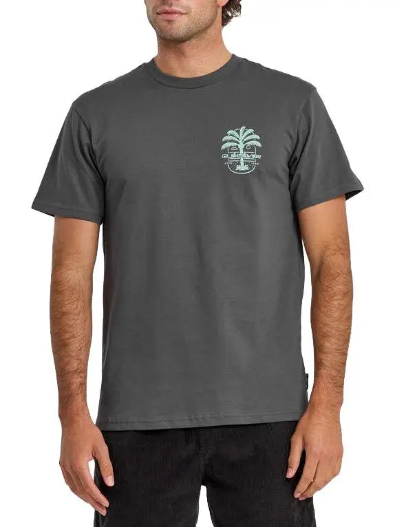 Quiksilver Uno Palm Cotton Graphic T-shirt - Iron Gate