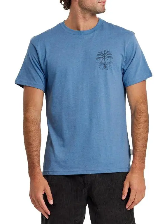 Quiksilver Uno Palm Cotton Graphic T-shirt - Riviera Heather