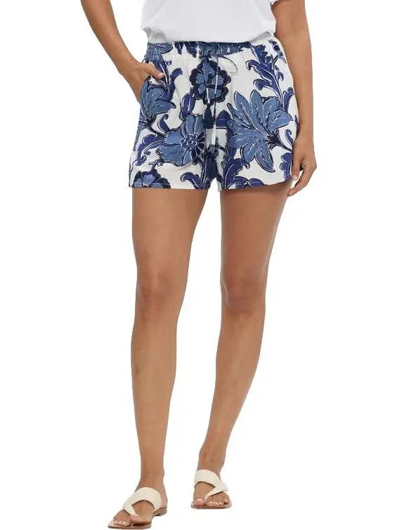 TALISMAN THE LABEL Floral Drawstring Shorts - Navy Ibiza