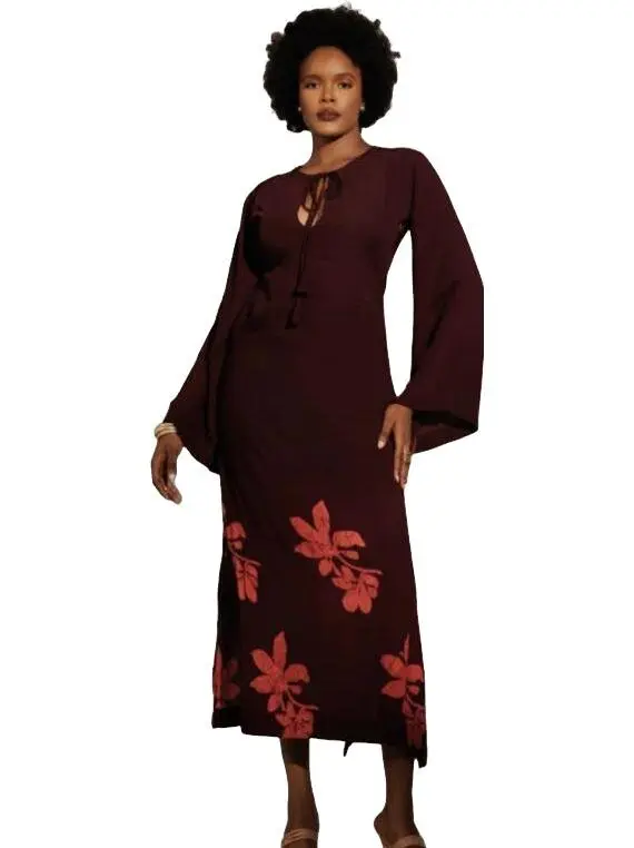 ELISAMAMA Naj Midi Dress - Burgundy