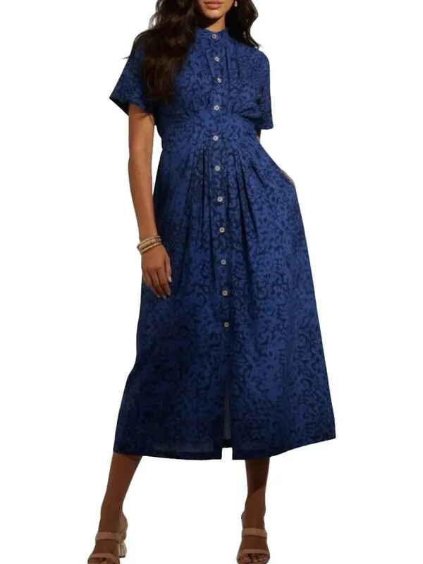 ELISAMAMA Buga Button-front Midi Dress - Blue