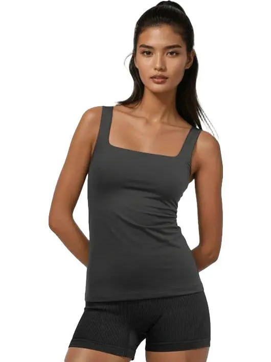 BLVCK Tank Top With Built-in Bra - Charcoal