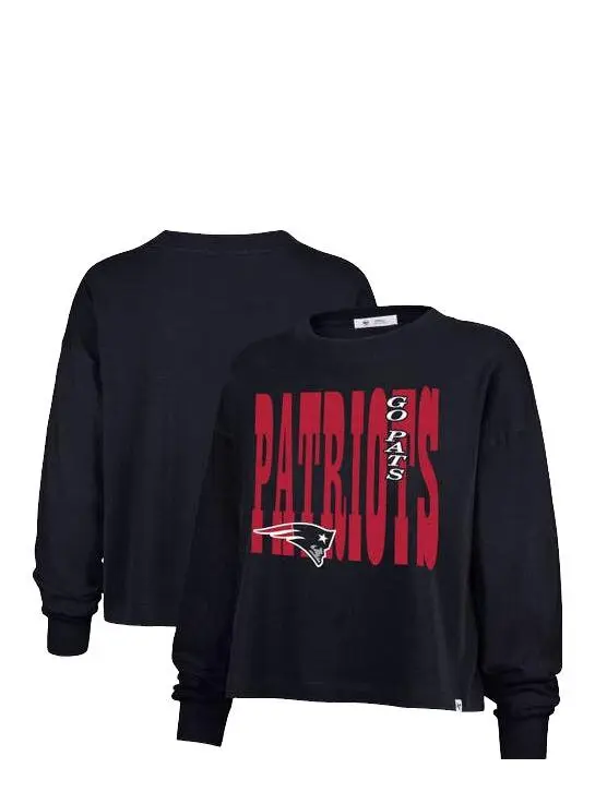 '47 New England Patriots Stacked Sydney Long Sleeve T-shirt - Navy