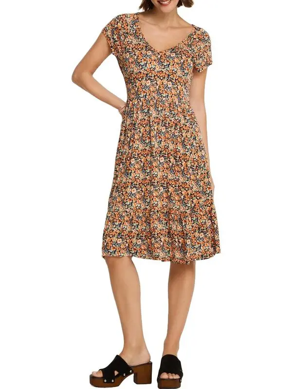 LASCANA V-neck Flounce Dress - Multi