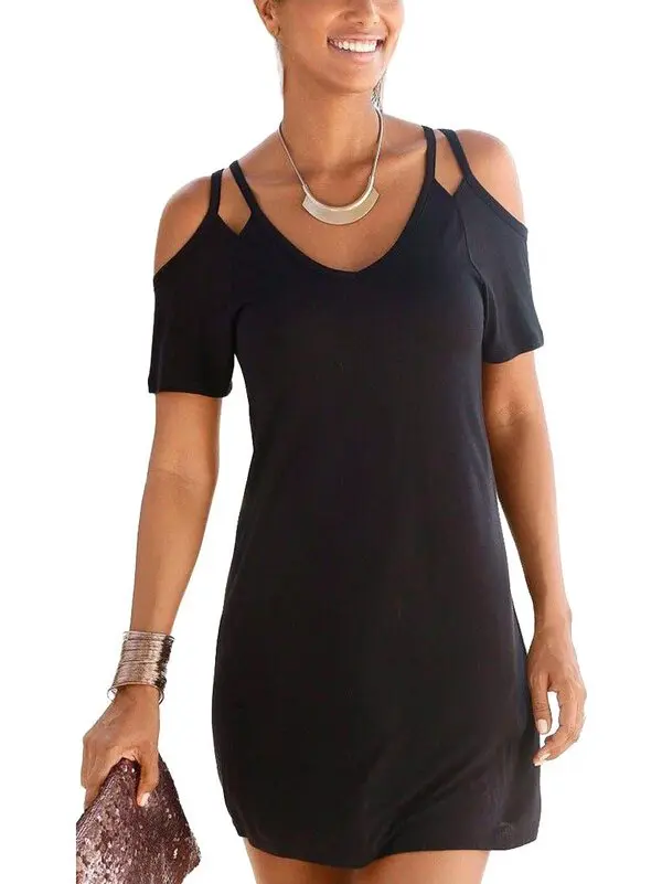 LASCANA Cold Shoulder Dress - Black