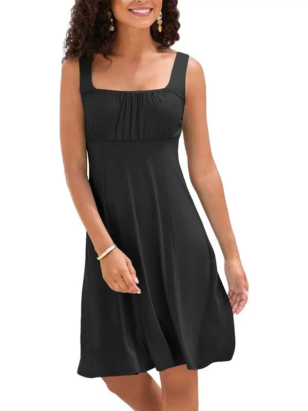 LASCANA Flare Tank A-line Dress - Black
