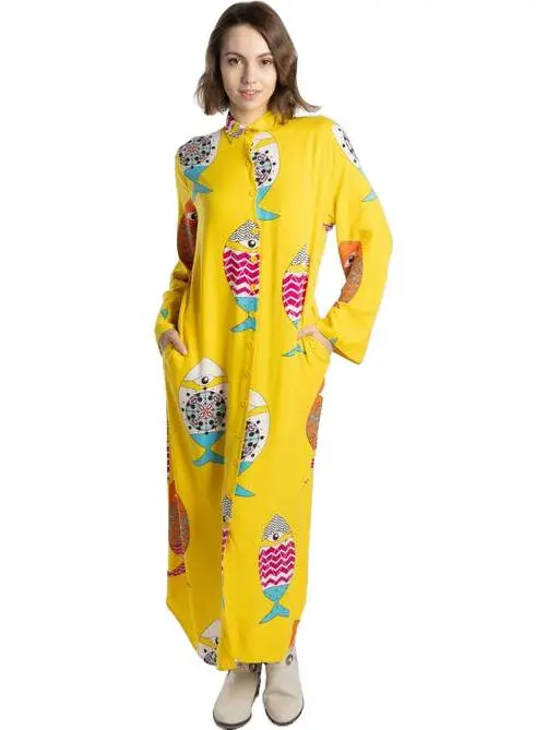 LE FAFO Printed Shirtdress - Yellow Printed