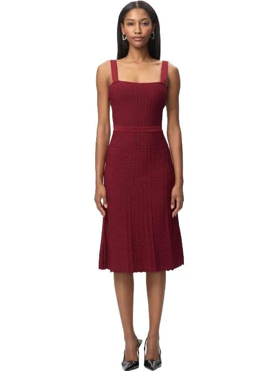Herve Leger Anastasia Fit & Flare Midi Dress - Redrock