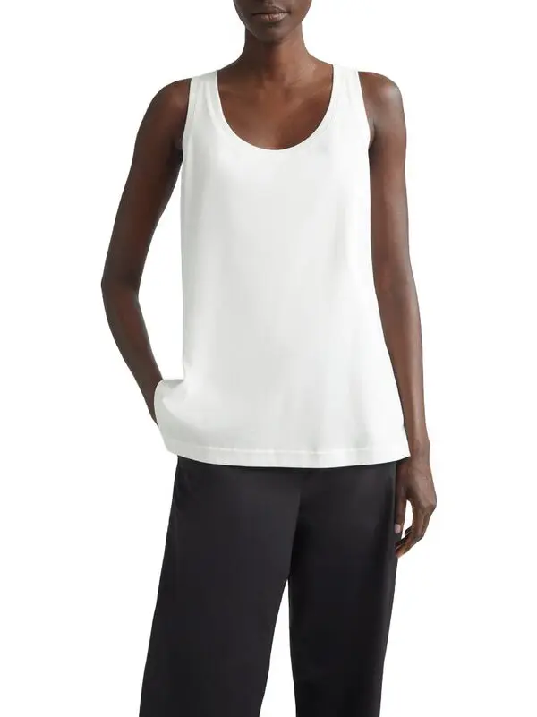 Lafayette 148 New York Cotton And Silk Jersey Tank - White