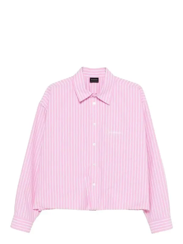 Balenciaga Striped Cotton Shirt - Pink