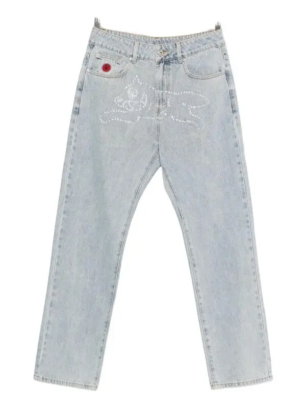 ICECREAM Crystal Running Dog Denim Jeans - Sky Blue