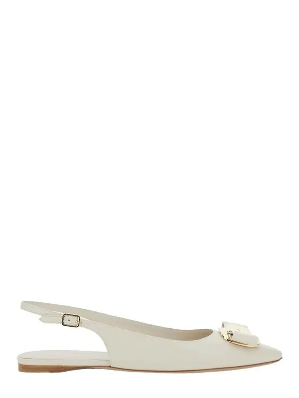 FERRAGAMO Leather Slingback Pumps - Beige