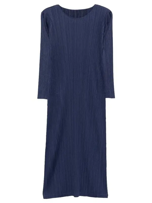 Issey Miyake Pleated Long Dress - Blue