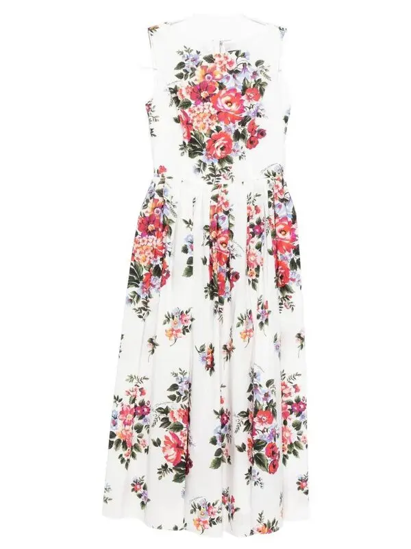 Dolce & Gabbana Floral Printed Long Dress - White