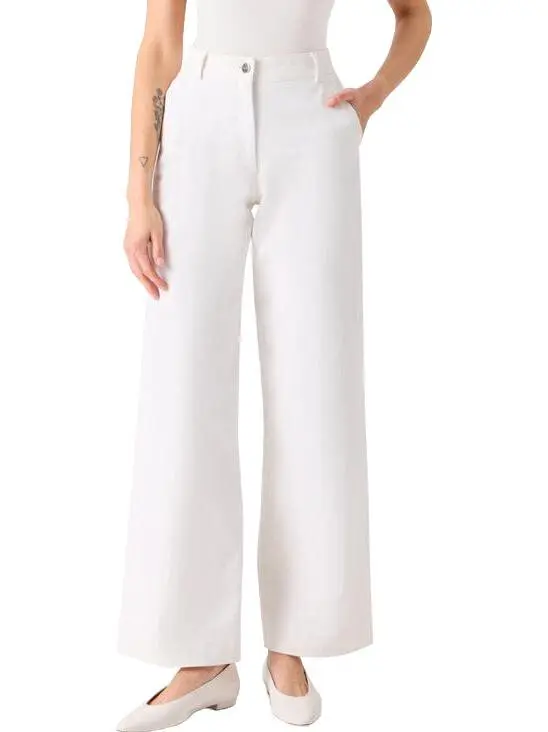 Akris Finnian High-waist Wide-leg Jeans - Ecru