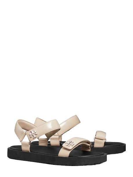 Tory Burch Kira Ankle Strap Sandal - Stone Gray/black/silver