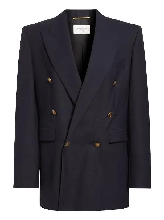Saint Laurent Double-breasted Wool Blazer - Marine