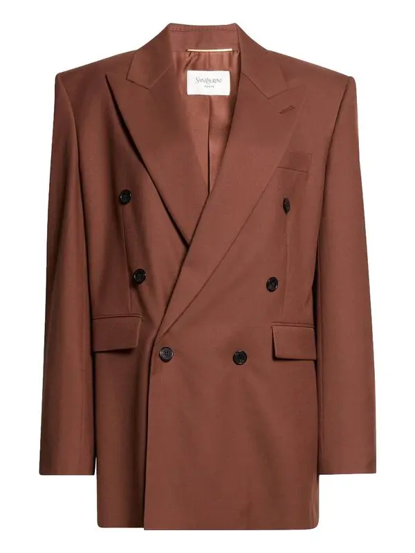 Saint Laurent Double-breasted Wool Gabardine Blazer - Brun Girofle