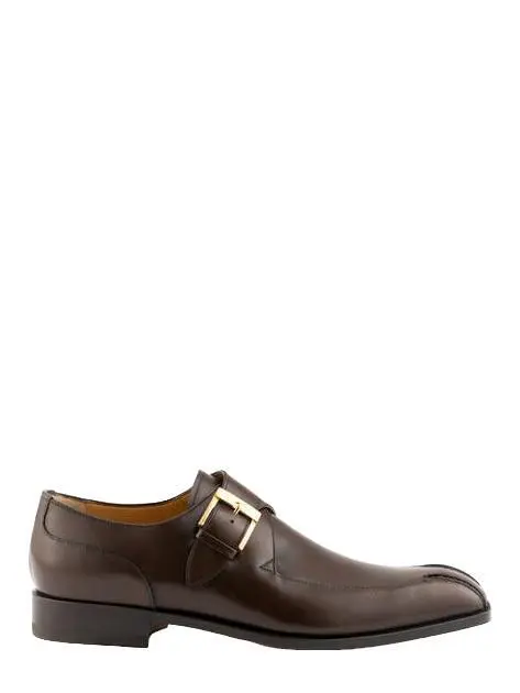 FERRINI French Calf Monk Strap Shoes - Chocolate